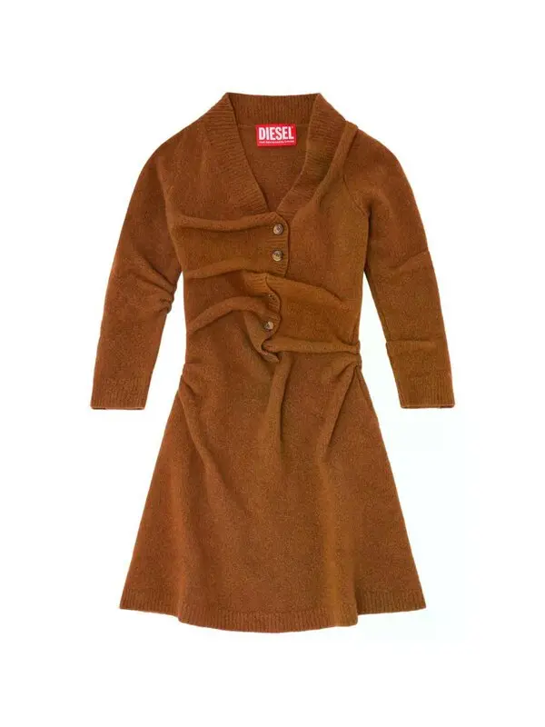 DIESEL® Ruched-detail Button-up Dress - Brown