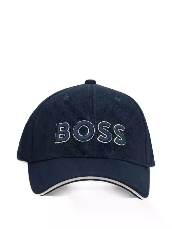 BOSS Knitted-piqué Six-panel Cap With Embroidered Logo - Blue