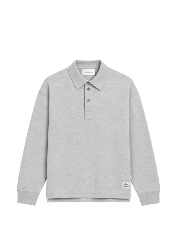 AMI Paris Logo-patch Polo Shirt - Grey