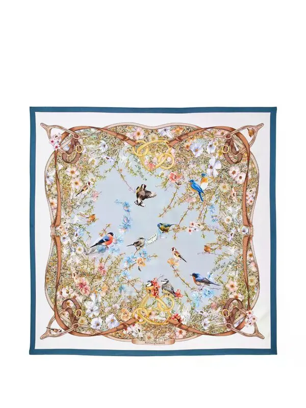 ASPINAL OF LONDON Edwardian Garden Silk Scarf - Blue