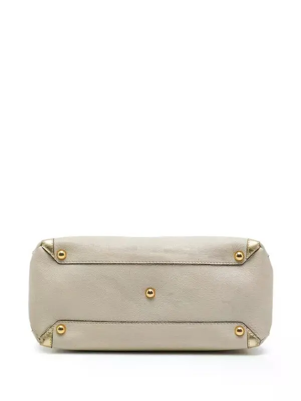 Burberry 2000-2017 Medium Bicolor Leather And House Check Canvas Banner Satchel