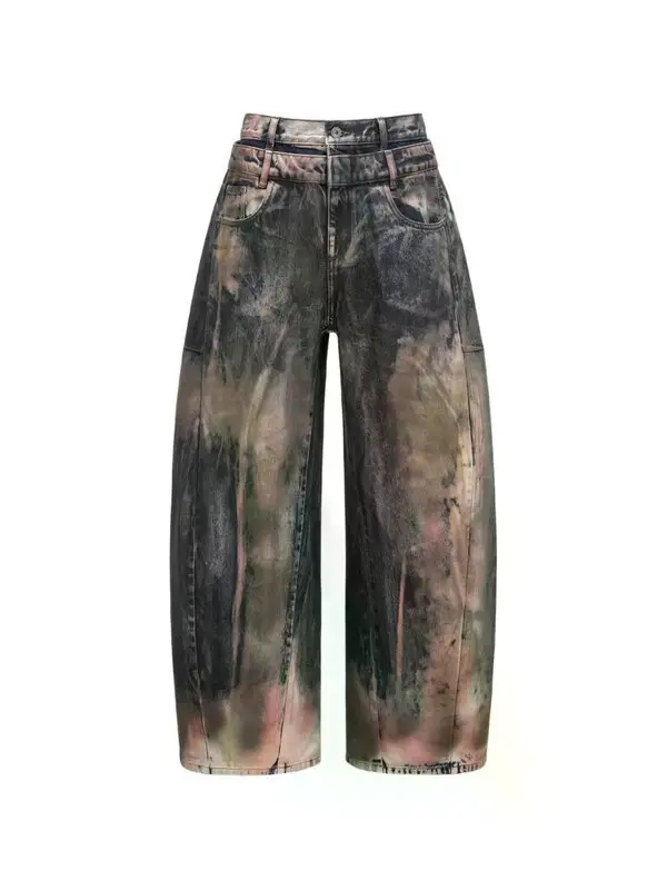 FENG CHEN WANG Double-waistband Bleached Jeans