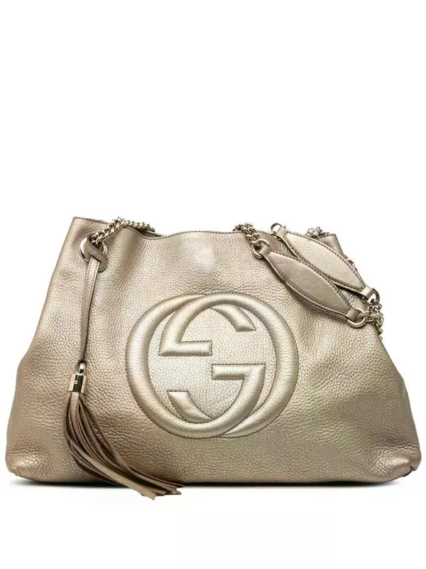 Gucci 2000-2015 Medium Metallic Calfskin Soho Chain Tote Bag - Gold