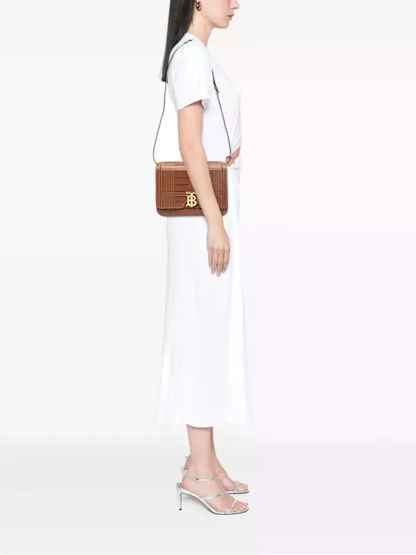 Burberry 2018-2023 Small Tb Monogram Woven Calfskin Crossbody Bag