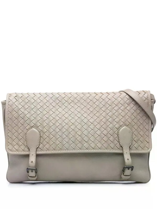 Bottega Veneta 2012-2026 Nappa Intrecciato Flap Shoulder Bag - Brown