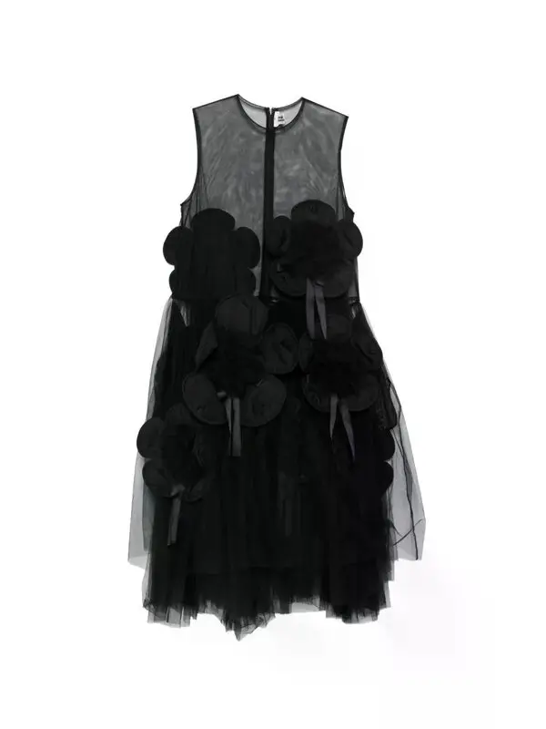 Noir Kei Ninomiya Floral-appliqué Tulle Midi Dress