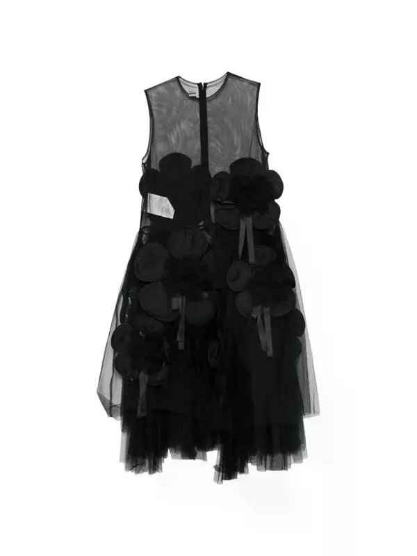 Noir Kei Ninomiya Floral-appliqué Tulle Midi Dress