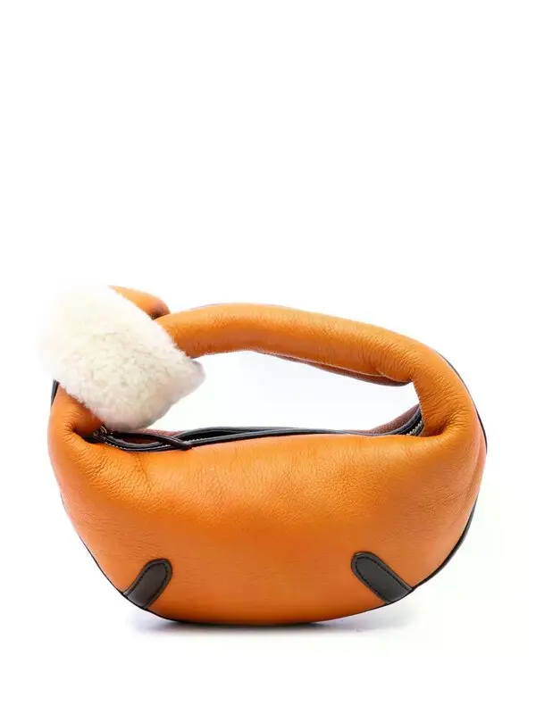 Bottega Veneta 2012-2026 Mini Calfskin And Shearling Aviator Jodie Hobo Bag - Orange