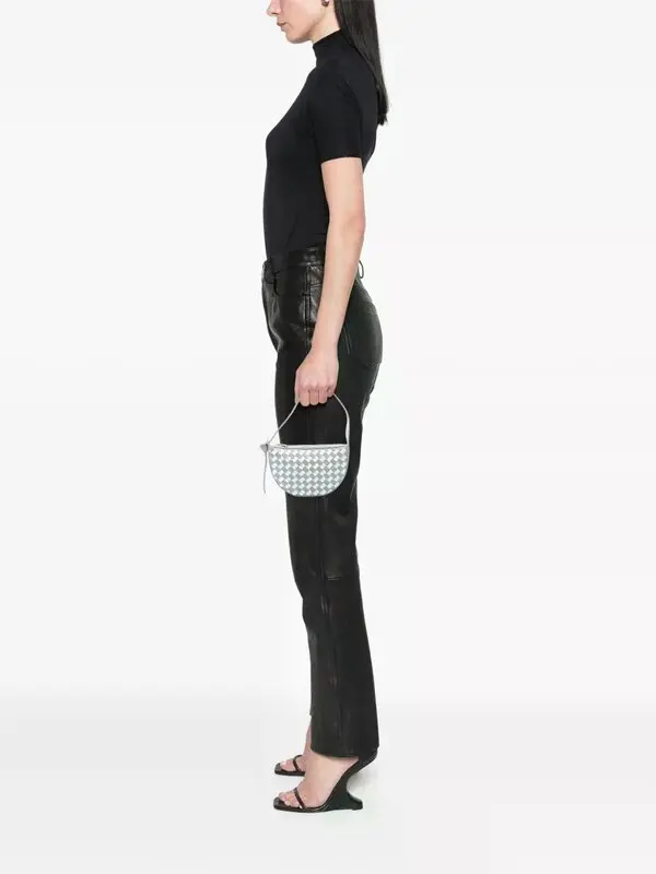 Bottega Veneta 2012-2026 Mini Leather Intrecciato Sunrise Hobo Shoulder Bag - Grey