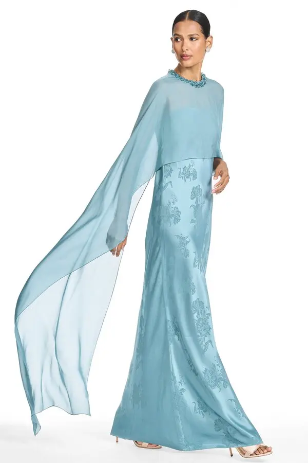 Sachin & Babi Simona Sky Blue A Line Gown - Seaglass