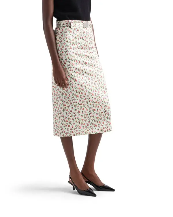 Prada Printed Silk Duchesse Midi Skirt