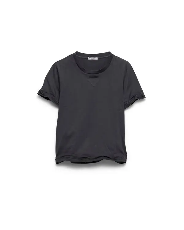 Prada Shapeable Garent-dyed Jersey T-shirt - Grey
