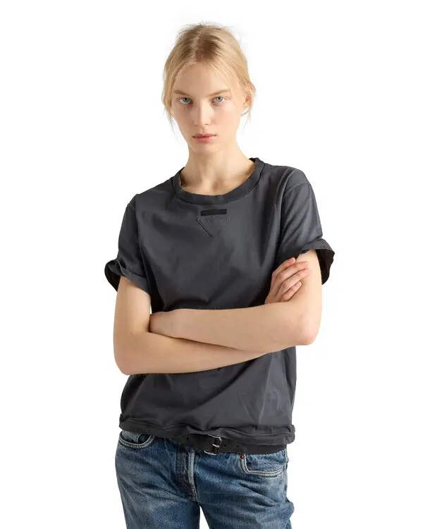 Prada Shapeable Garent-dyed Jersey T-shirt