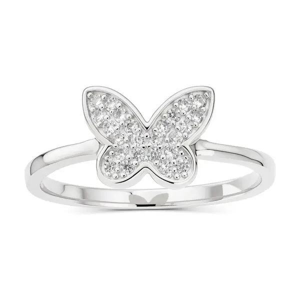 KYLIE HARPER Petite Pave Diamond Cz Butterfly Ring In Sterling - Silver