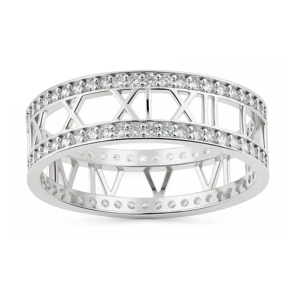 KYLIE HARPER Roman Numeral Eternity Band Ring In Sterling