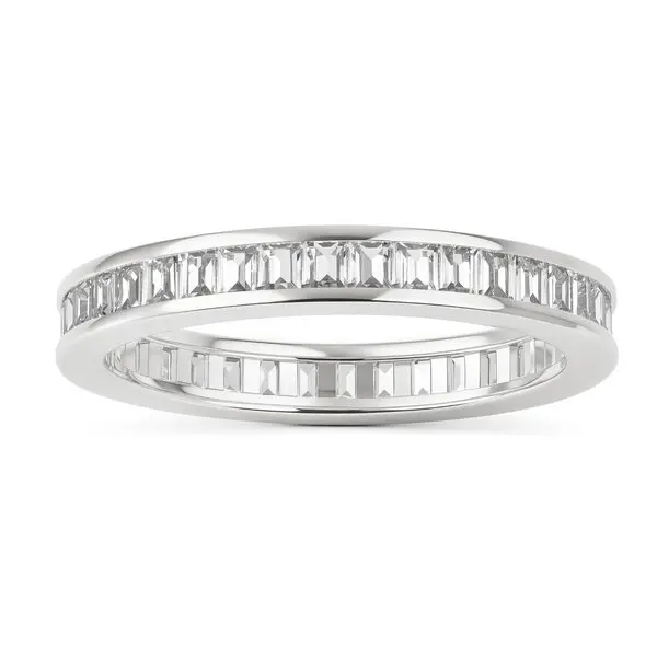 KYLIE HARPER Channel-set Baguette-cut Diamond Cz Eternity Band Ring In Sterling