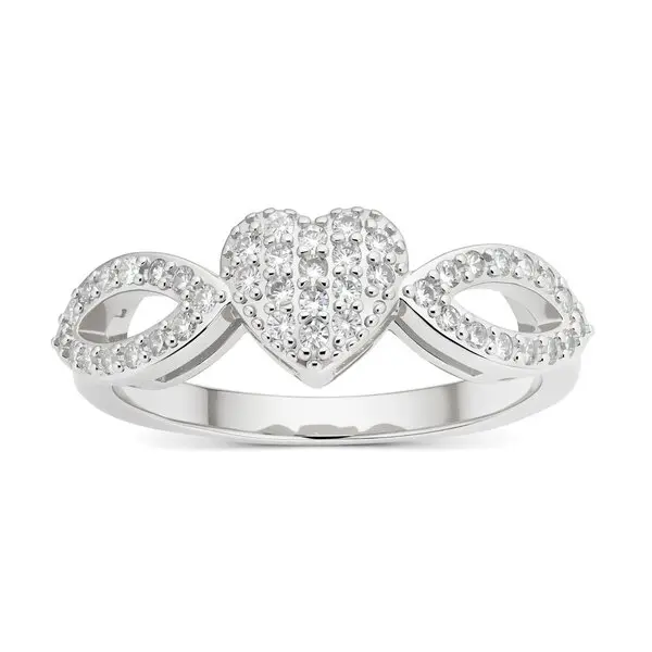 KYLIE HARPER Petite Pave Floral Heart Ring In Sterling