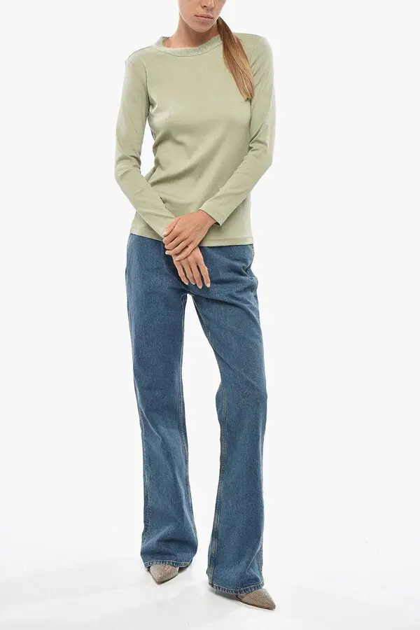 Fabiana Filippi Long-sleeve T-shirt With Micro-sequin Embellished Neckline