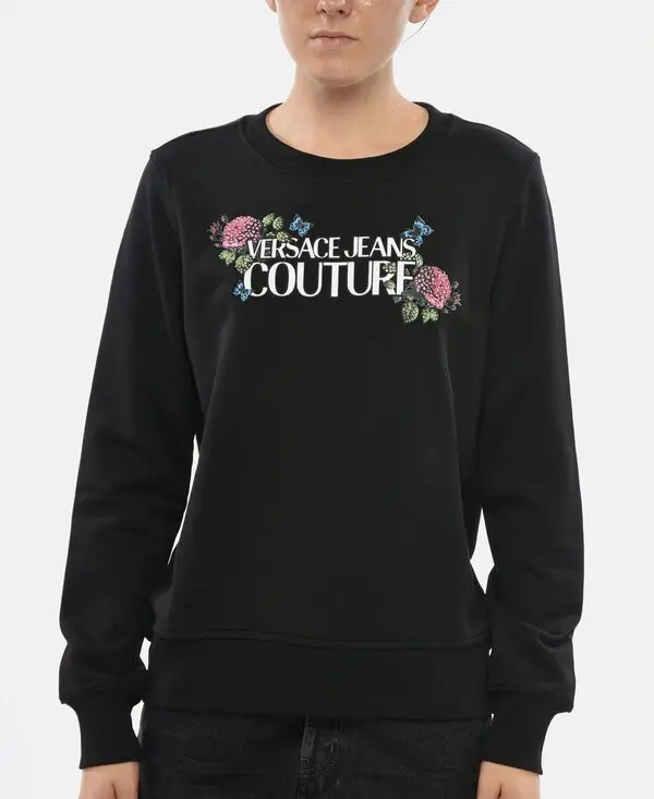 Versace Crewneck Sweatshirt With Rhinestone-embellished Print