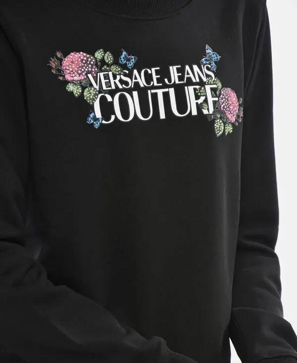 Versace Crewneck Sweatshirt With Rhinestone-embellished Print