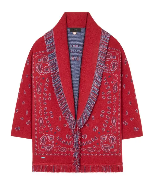 Alanui Bandana Jacquard Fringed Cardigan