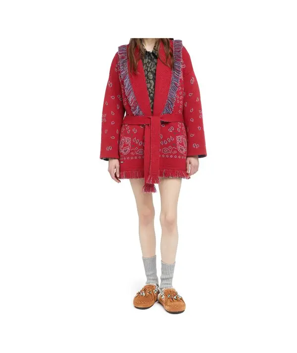 Alanui Bandana Jacquard Fringed Cardigan