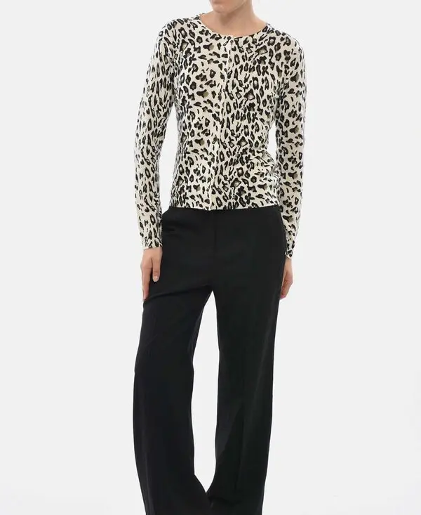 ALLUDE Animalier Pattern Cardigan