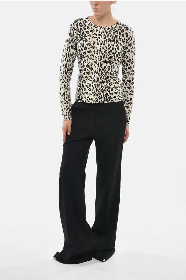 ALLUDE Animalier Pattern Cardigan