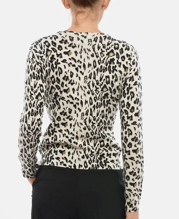 ALLUDE Animalier Pattern Cardigan
