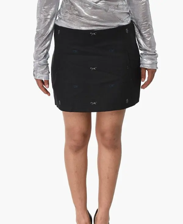 Off-White Wool-blend Jacquard Mini Skirt With Side Zip