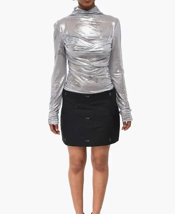Off-White Wool-blend Jacquard Mini Skirt With Side Zip