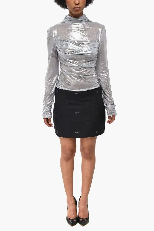 Off-White Wool-blend Jacquard Mini Skirt With Side Zip