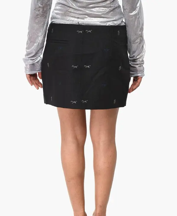 Off-White Wool-blend Jacquard Mini Skirt With Side Zip