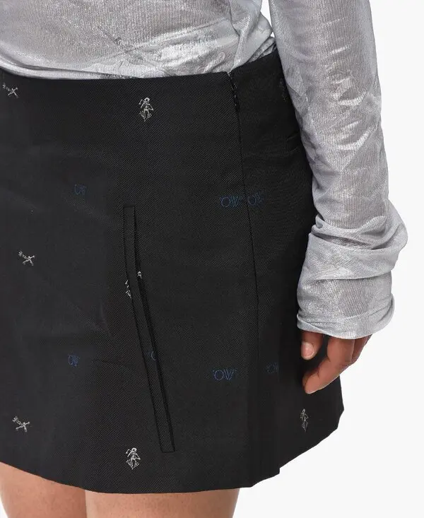 Off-White Wool-blend Jacquard Mini Skirt With Side Zip