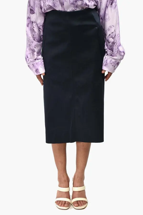Off-White Satin A-line Midi Skirt