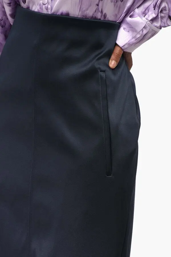 Off-White Satin A-line Midi Skirt