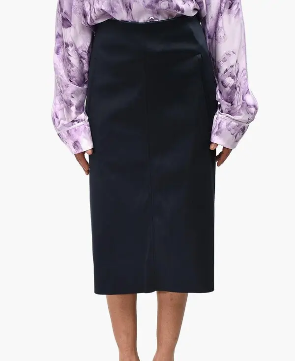 Off-White Satin A-line Midi Skirt