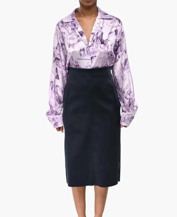 Off-White Satin A-line Midi Skirt