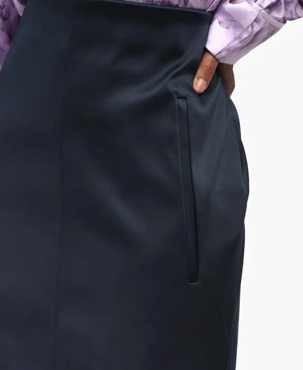 Off-White Satin A-line Midi Skirt