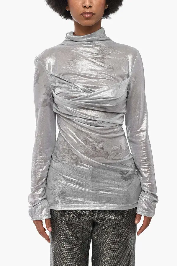 Off-White Twist-effect Shiny Top