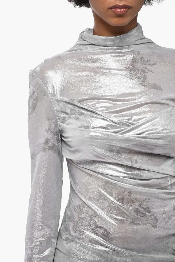 Off-White Twist-effect Shiny Top