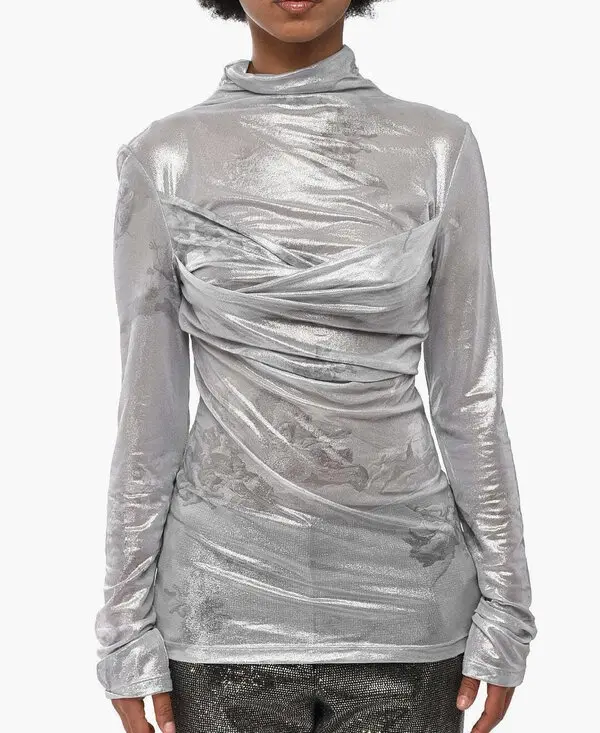Off-White Twist-effect Shiny Top