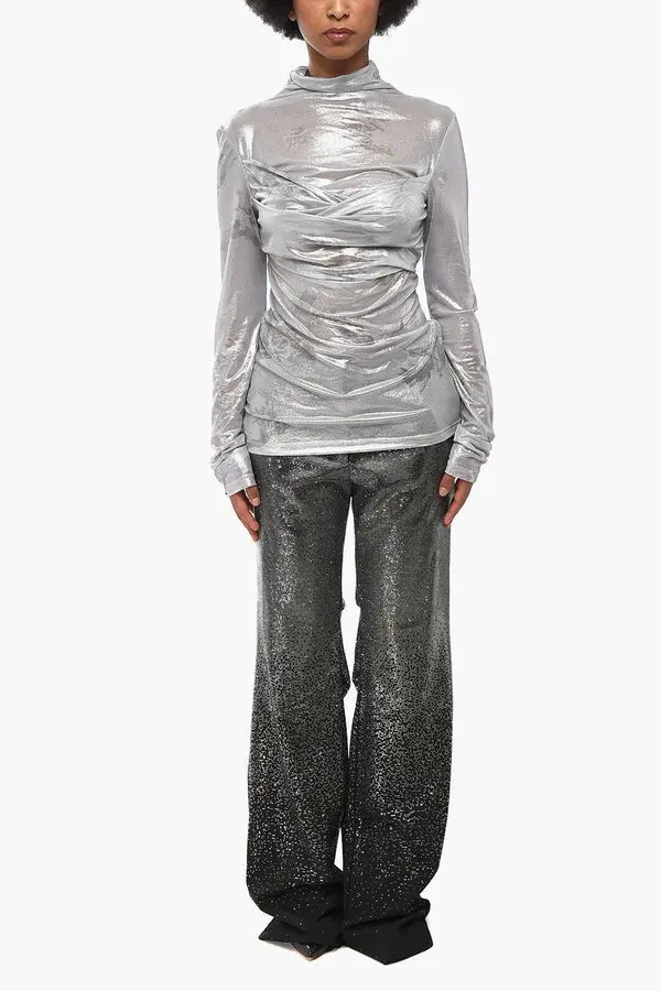 Off-White Twist-effect Shiny Top