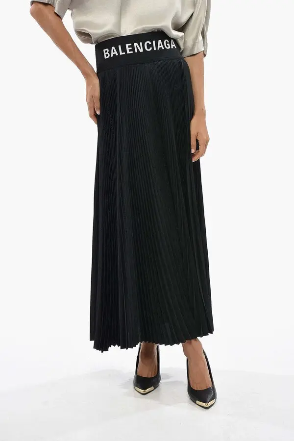Balenciaga Plissé Midi Circle Skirt - Black