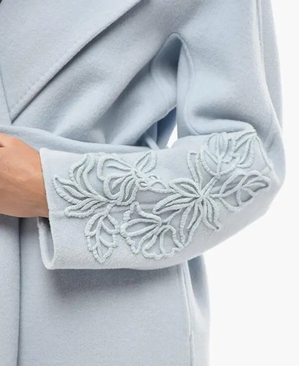 Ermanno Scervino Maxi Coat With Raised Botanical Embroidery