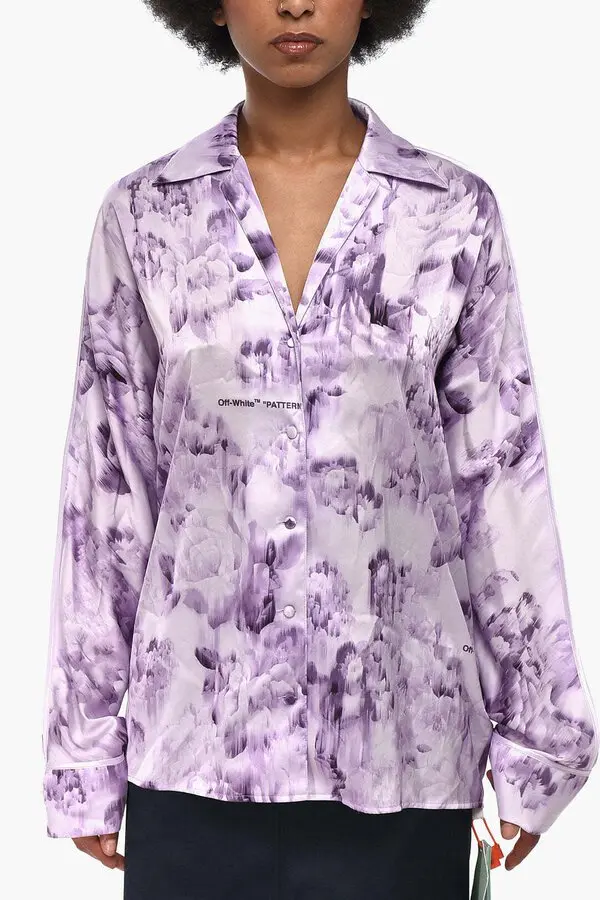 Off-White Floral-print Satin Shirt