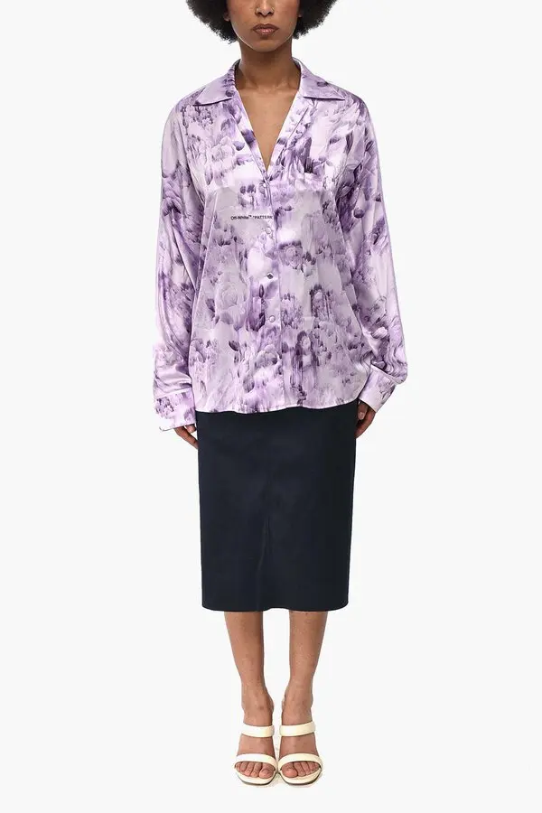 Off-White Floral-print Satin Shirt