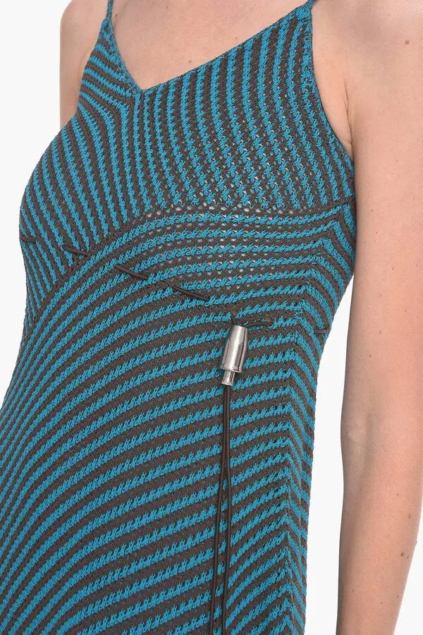 Bottega Veneta Striped Maxi Dress With Drawstring Waist