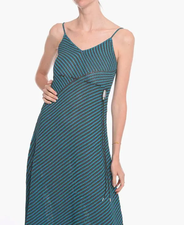 Bottega Veneta Striped Maxi Dress With Drawstring Waist