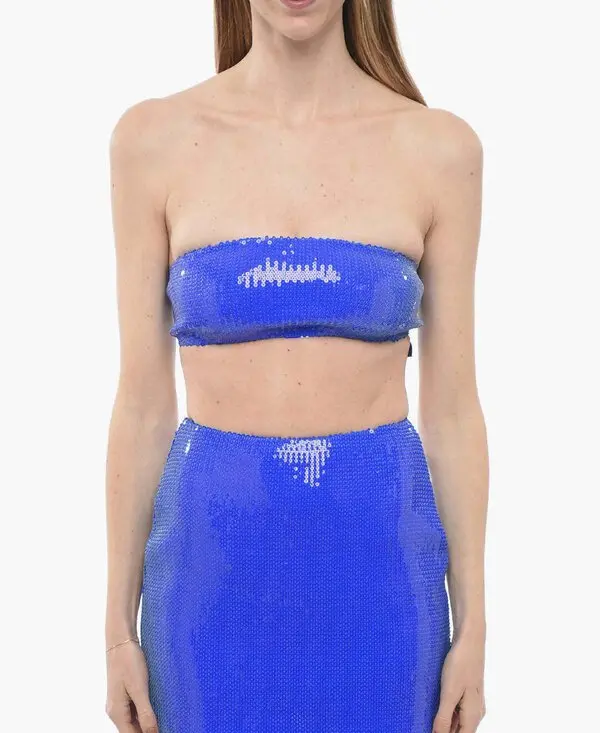 David Koma Sequinned Strapless Bandeau Top
